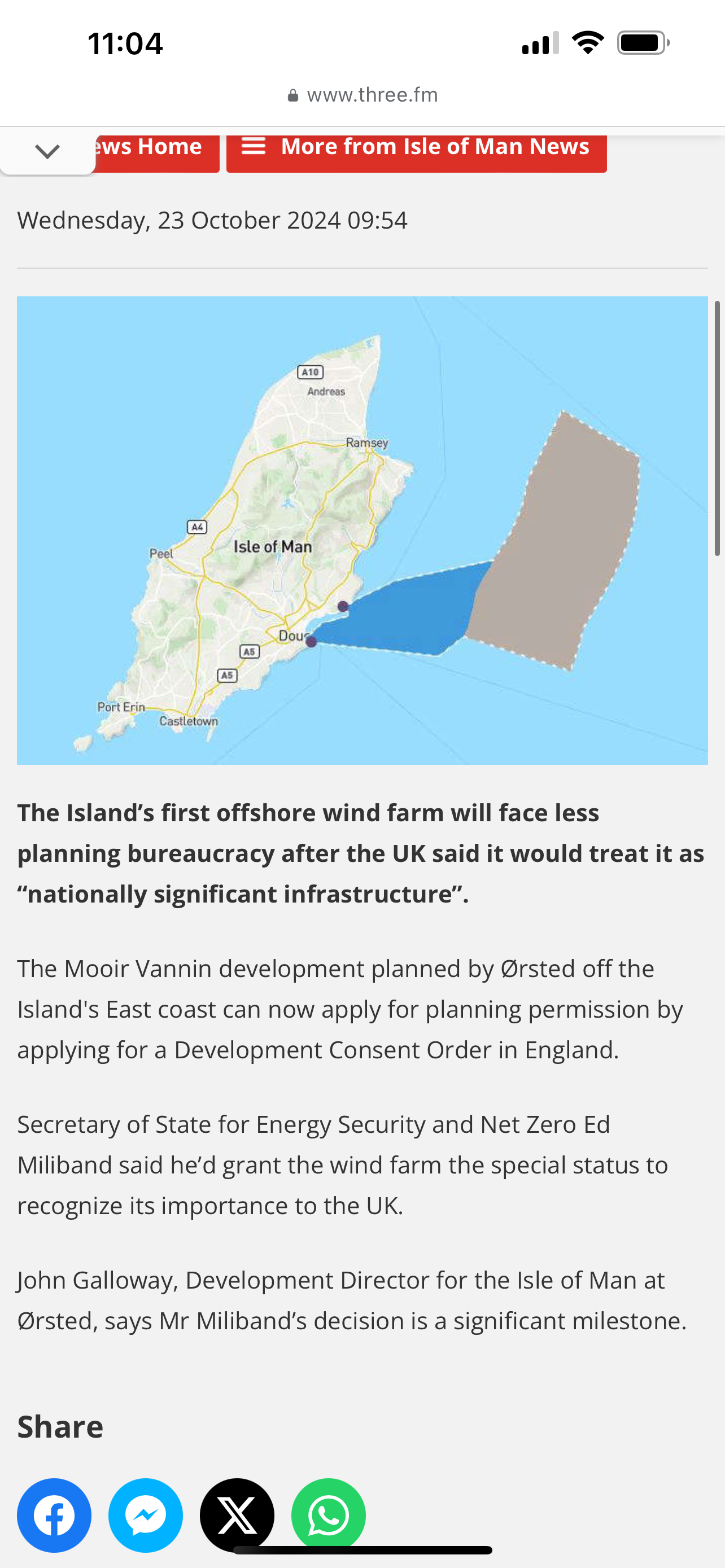What is the Direct Benefit of the Orsted Wind Farm to the Isle of Man ...