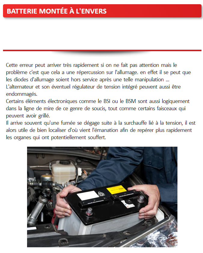 Consequence Branchement Batterie A L Envers