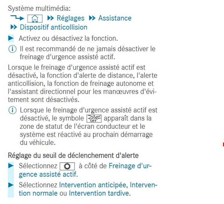 Mercedes Freinage Durgence Assist Fonctionnement Limit