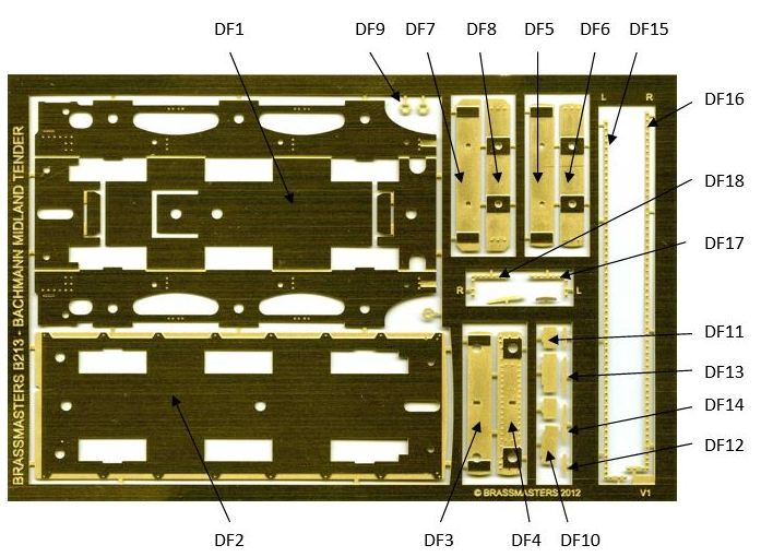Brassmasters spare Deeley tender frame from 4F easy chassis kit ...