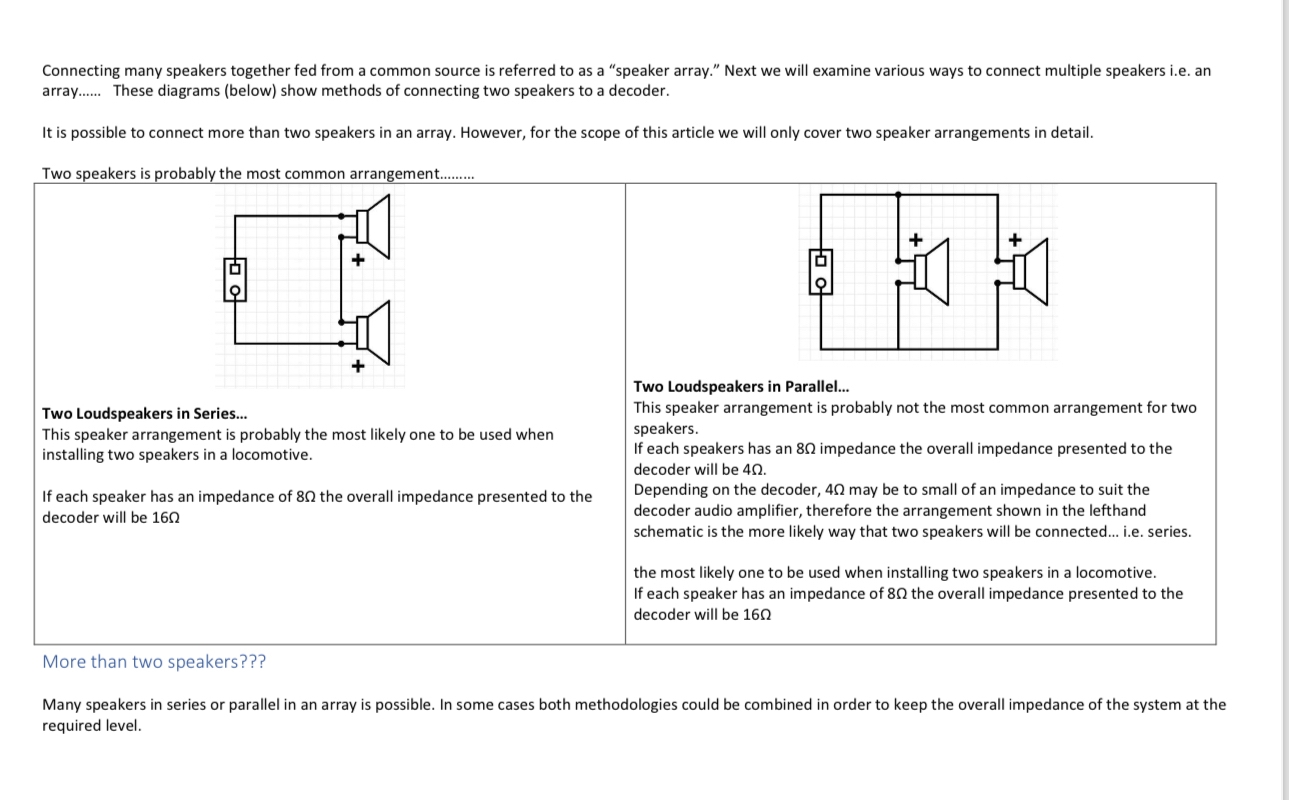 Using two 8ohm speakers - DCC Sound - RMweb