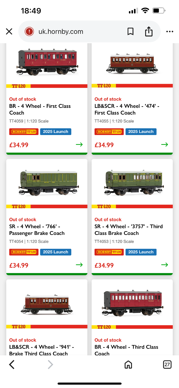 New LB&SCR all 4 coaches up close and review. - 2.5mm Scale - TT:120 ...