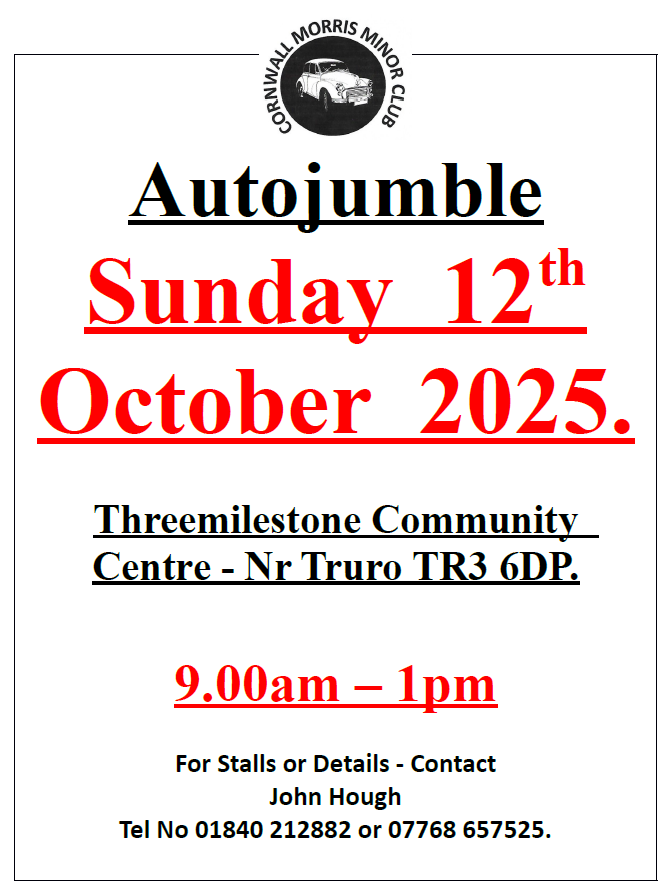 Threemilestone Auto Jumble - Sunday 12th October 2025 - Non-modelling ...
